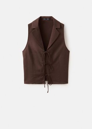 Mango Chemise bretelles nou&eacute;es chocolat - Femme - XS - MANGO