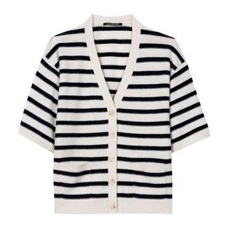 Luisa Cerano Femme, Pulls, Multicolore, Taille: 40 FR Gilet Ray&eacute; Manches Courtes en M&eacute;lange de Cachemire