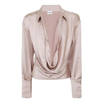Andamane Femme, Blouses et Chemises, Rose, Taille: 36 FR Lilia Satin Blouse