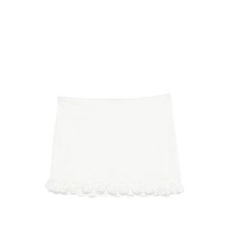 Os&eacute;ree Minirock mit Rosenapplikation - - Skirts - Damen - Wei&szlig; - S