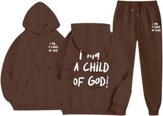 Generic Ensemble D&eacute;contract&eacute; Pour Femme Deux Pi&egrave;ces Sweat &Agrave; Capuche Avec Imprim&eacute; Lettres Confortable Pullover Sweat Et Pantalon De Jogging Pour Port Pour Femm