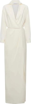 Simona Corsellini Femme, Robes, Beige, Taille: 42 FR Robe longue col en V avec fente
