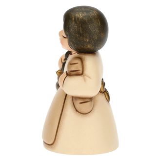 Thun Krippe 2022 - Krippenfigur f&uuml;r Damen auf dem Markt aus Keramik, handverziert, beige Kleid - Linie Krippe Klassisch - 5,8 x 5 x 8 cm h