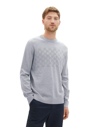 Tom Tailor Herren 1038671 Crew-Neck Strick-Pullover im Struktur-Mix, 12035-Grey Heather Melange, XXL