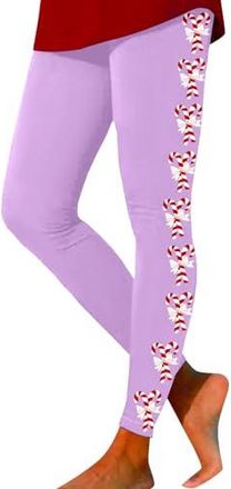 Generic Legging de sport 2026 pour femme - Impression joyeux No&euml;l - Pour yoga, course &agrave; pied, fitness, violet, XL