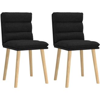 vidaXL Vidaxl - Chaises &agrave; manger lot de 2 noir tissu