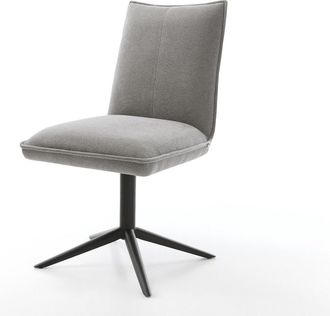 DELIFE Drehstuhl Lelio-Flex Strukturstoff Soft Grau Fu&szlig;kreuz Schwarz 360&deg; drehbar Wippfunktion Taschenfederkern, Esszimmerst&uuml;hle