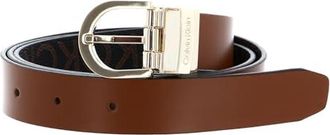 Calvin Klein Cuir ceinture CK Must RD Buckle REV 2.5 Belt W65 Cognac/Brown Mono brun r&eacute;versible
