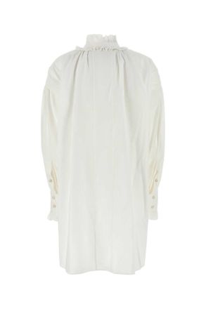 Valentino Garavani Womens White Cotton Blend Dress Bianco Exterior: Linen Silk Abiti