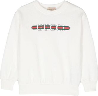 Gucci Logo-Embroidered Cotton Sweatshirt - White