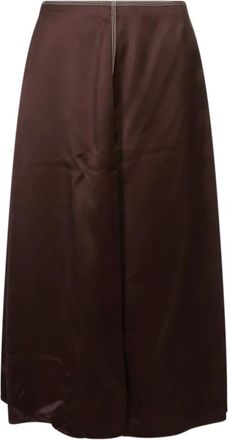 Marni Jupe midi en satin &agrave; surpiq&ucirc;res contrastantes - Femme - Jupes - Brun - Taille: 38 FR