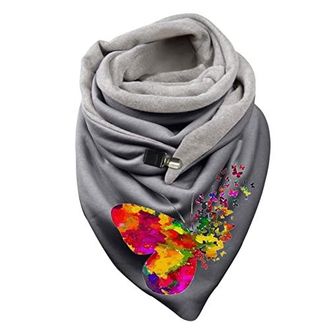 Generic &Eacute;charpe dhiver chaude boutonn&eacute;e pour femme avec imprim&eacute; color&eacute;, F, Taille unique