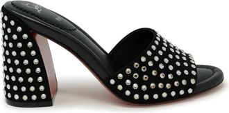 Christian Louboutin Sandalen - Black Suede Jane Mule Strass Boum Sandals - Gr. 36 (EU) - in Schwarz - f&uuml;r Damen