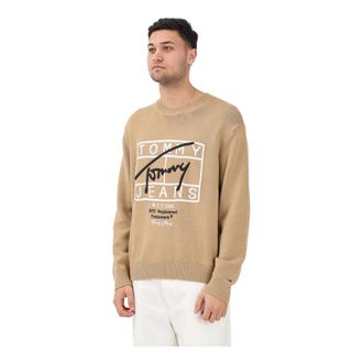 Tommy Jeans Signature Logo Sweater - - Knitwear - Herren - Braun - XL