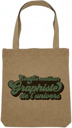 Fabulous Sac Shopping Tote Bag Aspect Lin - Certifi&eacute; meilleur Graphiste de lunivers Graphisme Design - Sac de Courses Toile Epaisse 360g Beige Naturel Cabas Po