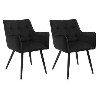Woltu Lot de 2 Chaises de Salle à Manger Scandinaves, Chaises Rembourrées avec Dossier et Accoudoirs, Fauteuils avec Pieds en Métal, pour Salon, Chambre à C