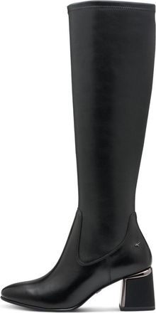 Tamaris 25527 Damenstiefel aus schwarzem Leder, halbelastischer Bein, mittlerer Absatz 6 cm, 25527, Schwarz, 37 EU