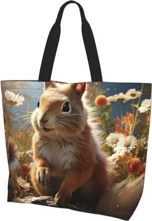 Generic &Eacute;cureuil Dans Le Pr&eacute; Sac Courses L&eacute;ger Tote Bag Grand Sac Fourre-Tout Pour Voyage Gym Plage