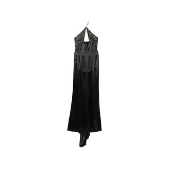 The Attico Robe Longue &agrave; Col Montant - Femme - Robes - Noir - Taille: 38 FR