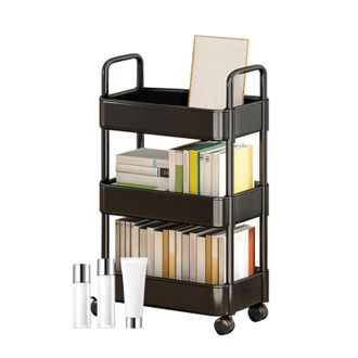 Generic Aufbewahrungswagen mit R&auml;dern, Organizer mit Rollen, B&uuml;cherwagen mit 3/4 Ebenen, mit Griff und Multifu-Organizer