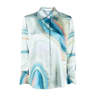 SIMKHAI Gedruckte Satin-Casual-Bluse in Multicolor - - Blouses & Shirts - Damen - Mehrfarbig - XL
