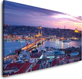 Paul Sinus Art Istanbul Sonnenuntergang 120x 60cm Panorama Leinwand Bild XXL Format Wandbilder Wohnzimmer Wohnung Deko Kunstdrucke