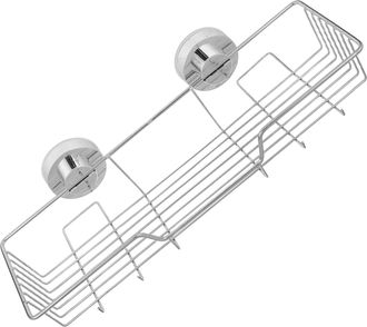 Lurrose Wandmontierter Edelstahl Aufbewahrungskorb mit Saugnapf Rostfrei Abtropfendes Design Platzsparend für Bad und Küche Kompakt ohne Bohren Vielseitiges W