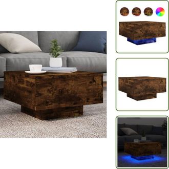 vidaXL The Living Store - Couchtisch mit LED-Leuchten R&auml;uchereiche 55x55x31 cm - Couchtisch - Wohnzimmerstil - Holzwerkstoff - led Beleuchtung - Rauchfarbe