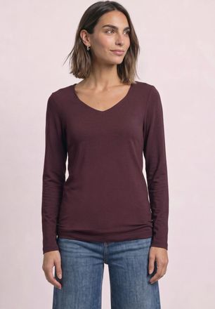 Street One Langarmshirt STREET ONE, Damen, Gr. 34, braun (rustic rouge), Jersey, Oberstoff: 50% Baumwolle, 50% Modal. Innenteil: 100% Baumwolle, unifarben, regul