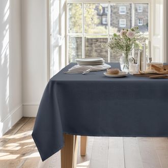 Deconovo Tischdecke Leinenoptik Lotuseffekt Tischwäsche WasserabWeißend Tischtuch, 140x200 cm, Dunkelgrau