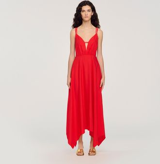 Sandro Robe longue &agrave; bas asym&eacute;trique