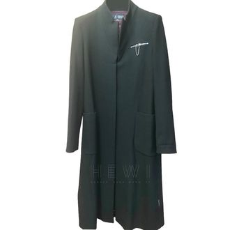 Armani Jeans Single Breasted Black Zip Detail Coat Size L