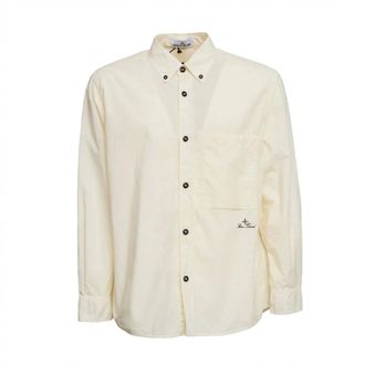 Stone Island Homme, Chemises, Blanc, Taille: L Cotton Tela Paracadute Overshirt
