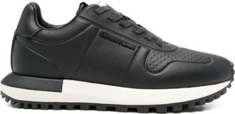 Emporio Armani Homme, Chaussures, Noir, Taille: 44 EU Leather Baskets