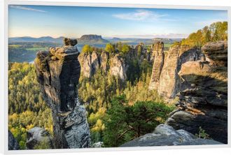 artboxONE Poster mit weißem Rahmen 60x40 cm Natur Basteigebiet Sächsische Schweiz - Bild Sächsische Schweiz