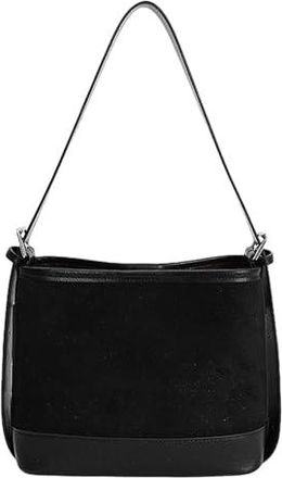 Generic Kexpery Sac seau en PU pour femmes et filles Sac d&eacute;paule &agrave; fermeture &eacute;clair Bandouli&egrave;re r&eacute;glable Sac patchwork pour shopping sorties