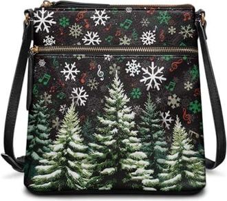 Coloranimal Sac &agrave; main &agrave; bandouli&egrave;re Corss pour femme - Sac &agrave; bandouli&egrave;re - Sac &agrave; bandouli&egrave;re - Sac &agrave; main de No&euml;l imperm&eacute;able, Flocon de neige pour sapin de No&euml;l