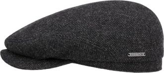 Stetson Belfast Casquette plate classique en laine pour femme/homme | Fabriquée dans lUE, Noir/gris, 61 EU