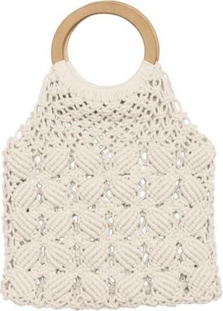 Valiclud FRCOLOR Sac Main Femme Corde de Coton Tiss&eacute; Sac Fourre-tout Fait Main L&eacute;ger et Pratique pour Plage Shopping et Usage Quotidien Couleur Blanche