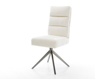 DELIFE Drehstuhl Pela-Flex Boucl&eacute; Soft Beige Kreuzgestell breit Graphit 360&deg; drehbar Wippfunktion Taschenfederkern, Esszimmerst&uuml;hle