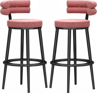 Generic Samt-Barhocker, Thekenh&ouml;he, 360&deg; drehbare Barhocker mit R&uuml;cken- und Fu&szlig;st&uuml;tze, K&uuml;chen-, Pub-, Caf&eacute;-, ESS- und K&uuml;cheninsel-Barhocker, 136 kg