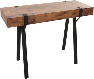 Hhg Konsolentisch HHG 743, Telefontisch Arbeitstisch Beistelltisch Ablagetisch, Metall 75x100x40cm dunkle Wildeiche