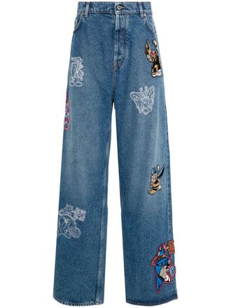 Off-white jean Character Diag à coupe droite - Bleu