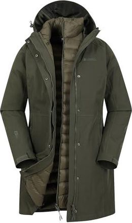Mountain Warehouse Alaskan Veste Longue 3 en 1 pour Femme - Manteau de Pluie Chaud et imperméable Doublure Polaire Amovible, Veste dHiver Waterpoof - Sport, randonnée Ka