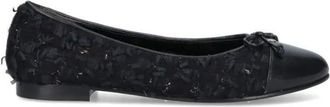Tory Burch Tweed Ballet Flats With Leather Toe Cap - Gr. 9_5 - in Schwarz