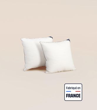 Tediber Lot de 2 oreillers universels 60x60 cm - Respirant et moelleux - Fait en France - Microfibres recycl&eacute;es - Tediber