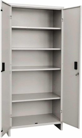 Far Far - Armadio Armadietto Metallo 2 Ante 80x40x180 Grigio 4 Ripiani Esterno 448