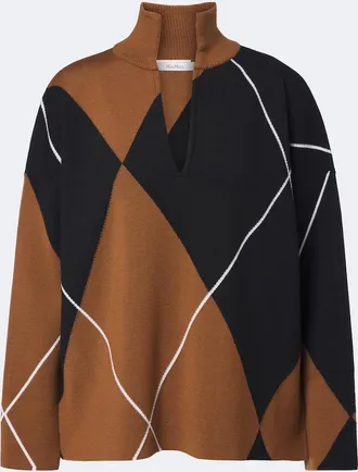 Max Mara Pull en laine vierge &agrave; motif argyle