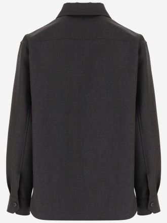 Valentino Mens Jacket Wool-Blend Dark Grey Nylon