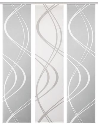 Home Wohnideen Schiebevorhang TIBERIO aus Dekostoff und Voile mit Scherli 245 x 60 cm, Farbe:grau, Gr&ouml;&szlig;e:245 x 60 cm, Anzahl:3er Set (2X DEKO. 1x Voile)